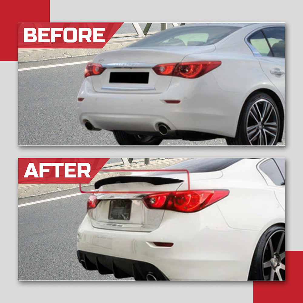 2014-2023 Infiniti Q50 Sedan | OEM Style Rear Trunk Spoiler | Gloss Bl ...