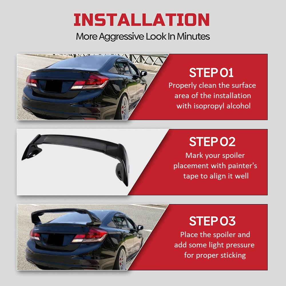 Type R Style Rear Wing - 2012-2015 Honda Civic 9th Gen – 285 Motorsport