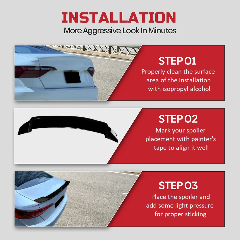 Duckbill Style Rear Trunk Spoiler - 2019-2023 Volkswagen Jetta Mk7 GLI ...