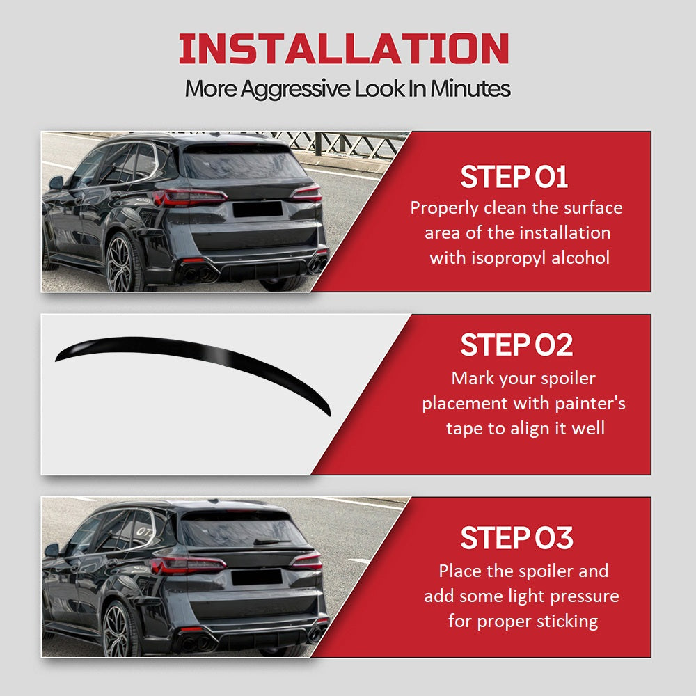 19-24 BMW X5 & X5M G05 | OEM Style Rear Mid Spoiler | Gloss Black – 285 ...